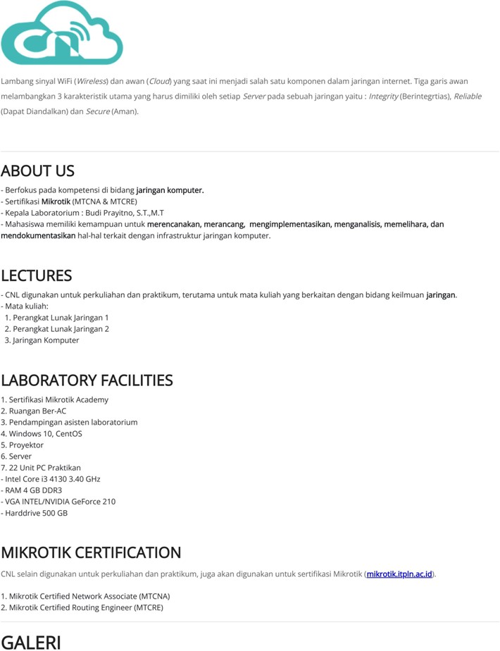 Computer Network Laboratory – Fakultas Telematika dan Energi